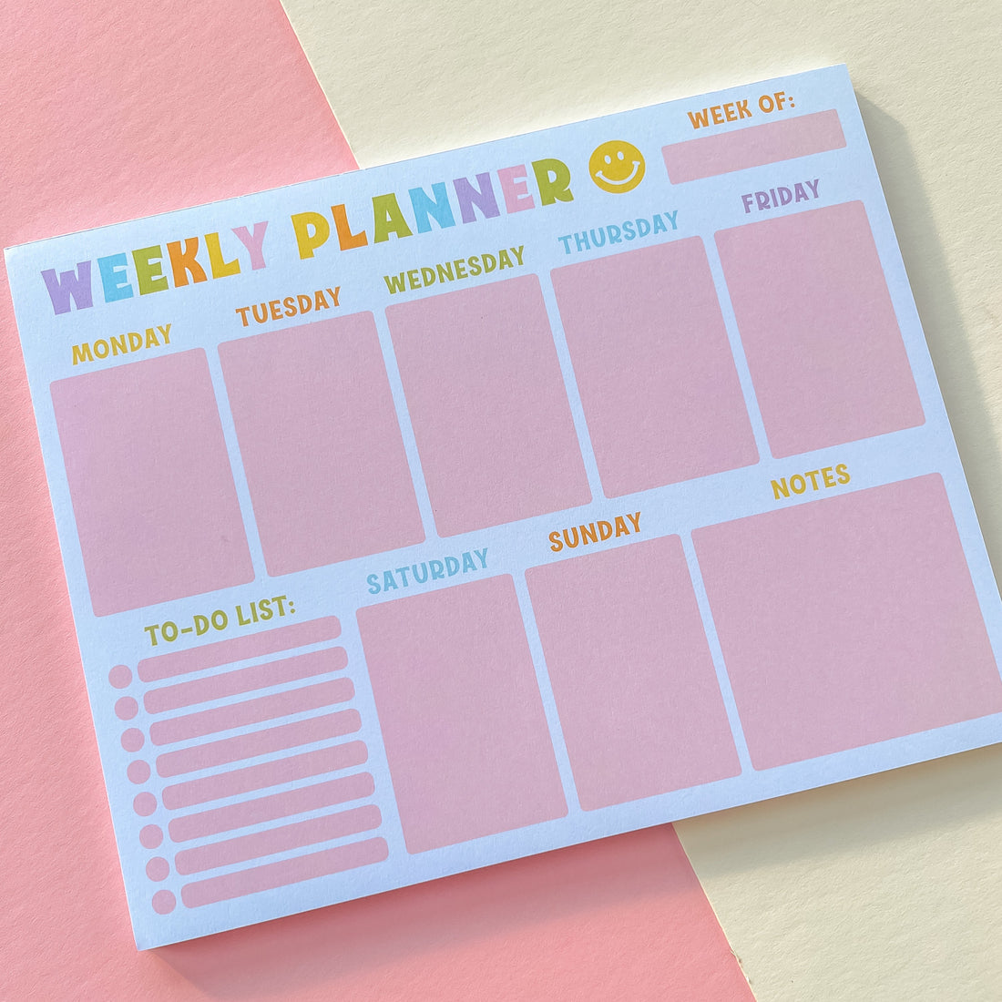 Smiley Colorful Weekly Planner Notepad – Meryum Designs