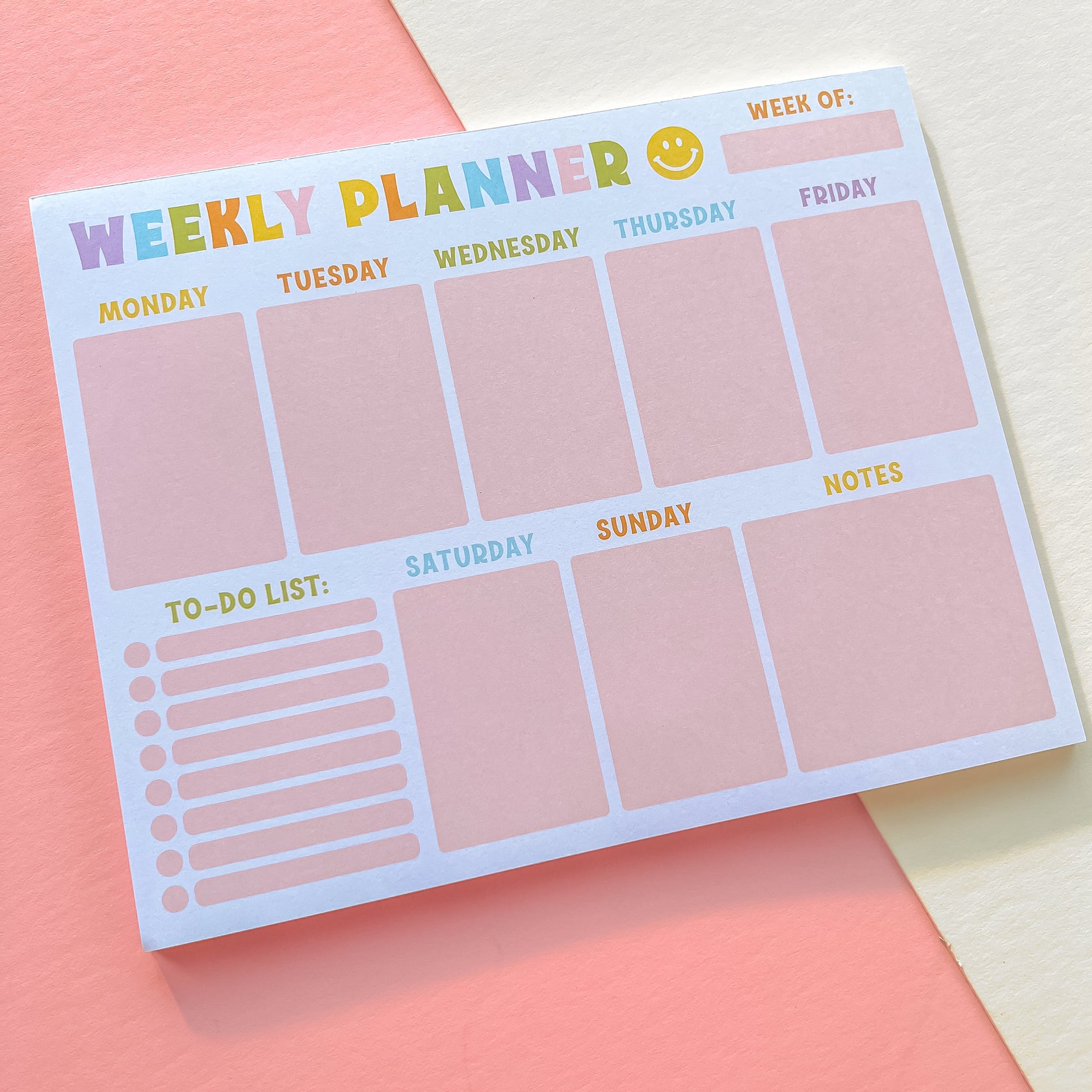 Smiley Colorful Weekly Planner Notepad – Meryum Designs