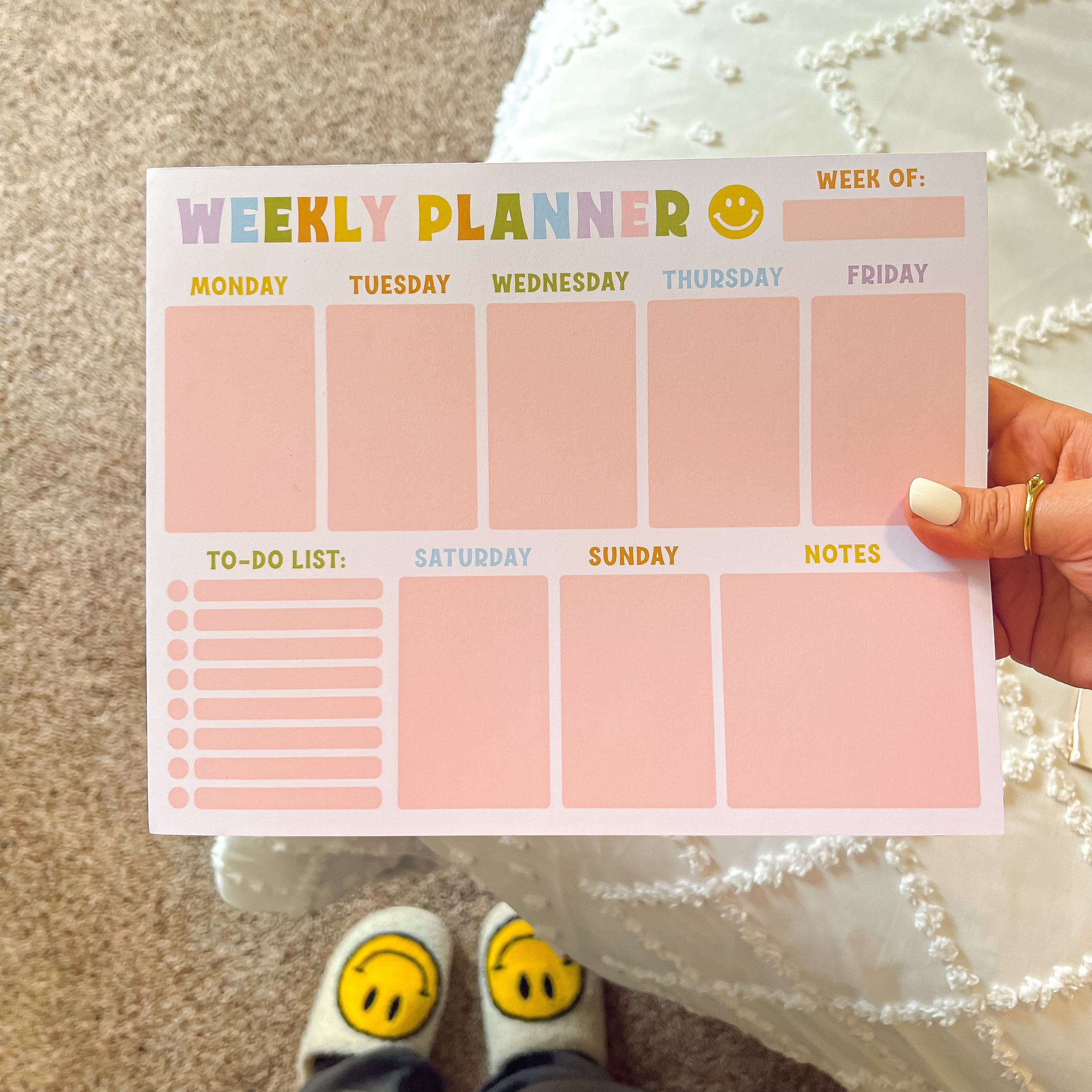 Smiley Colorful Weekly Planner Notepad – Meryum Designs
